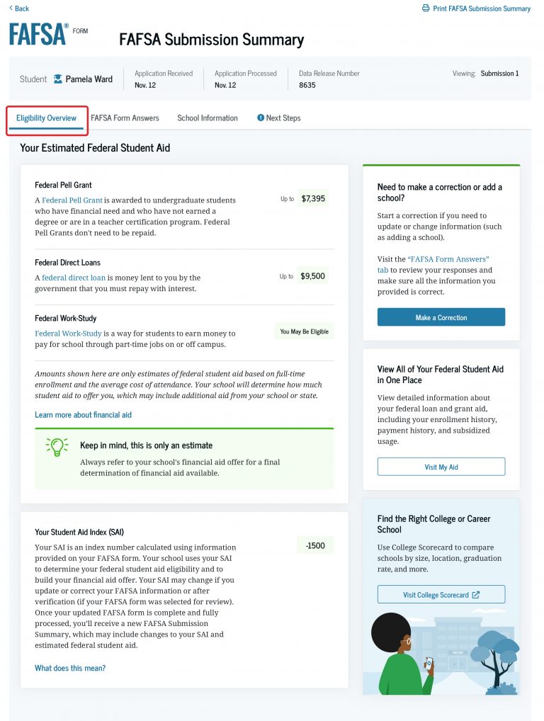 FAFSA Submission Summary: What You Need To Know – Federal Student Aid